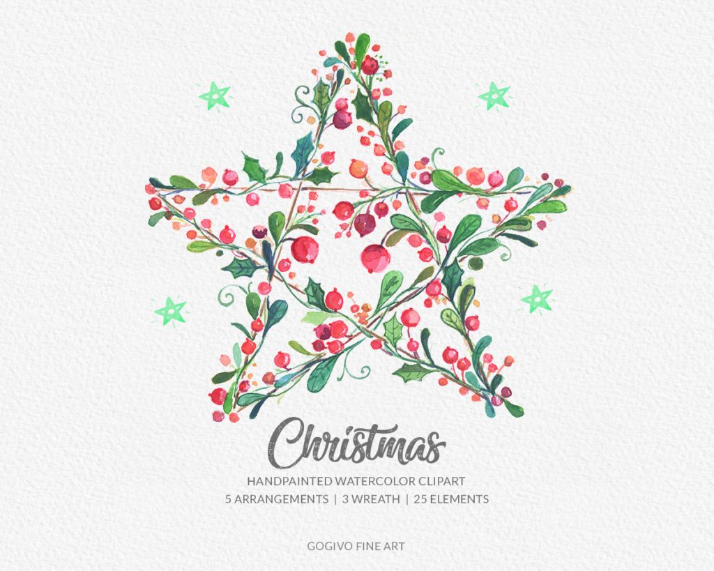 Free Christmas Watercolor Clipart | Gogivo
