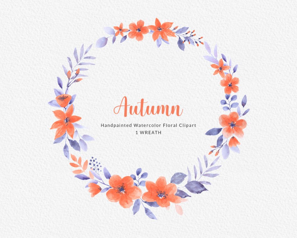 Free Autumn Watercolor Clipart Floral Bouquet Wreath Pattern | Gogivo