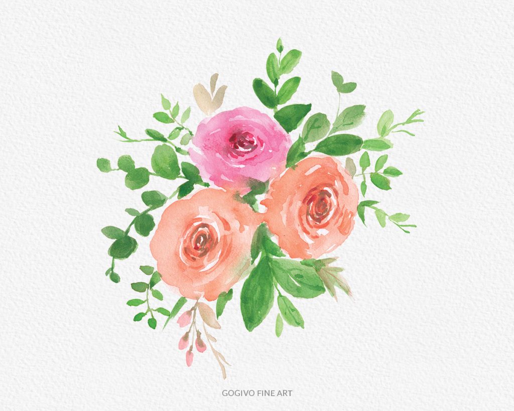 Free Cute Rose Watercolor Clipart | Gogivo