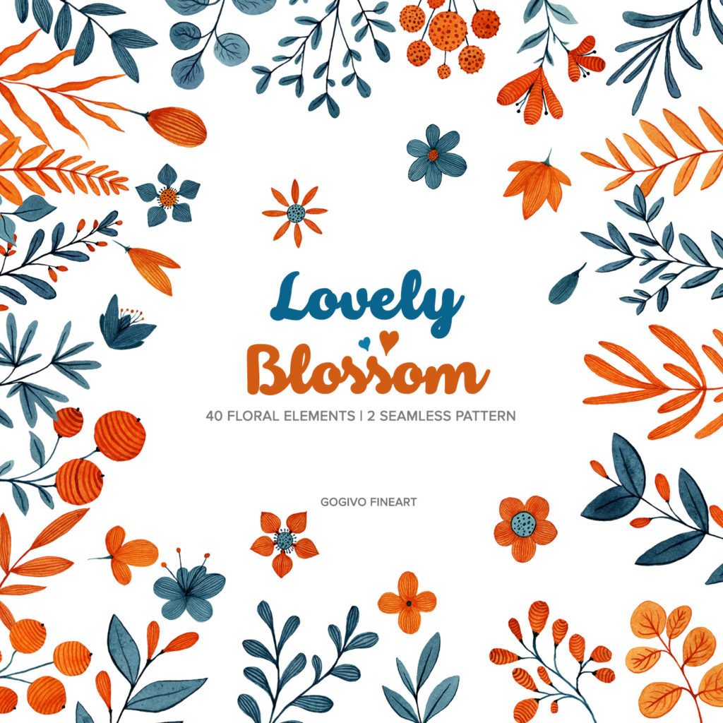 Free Lovely Blossom Floral Watercolor Clipart | Gogivo