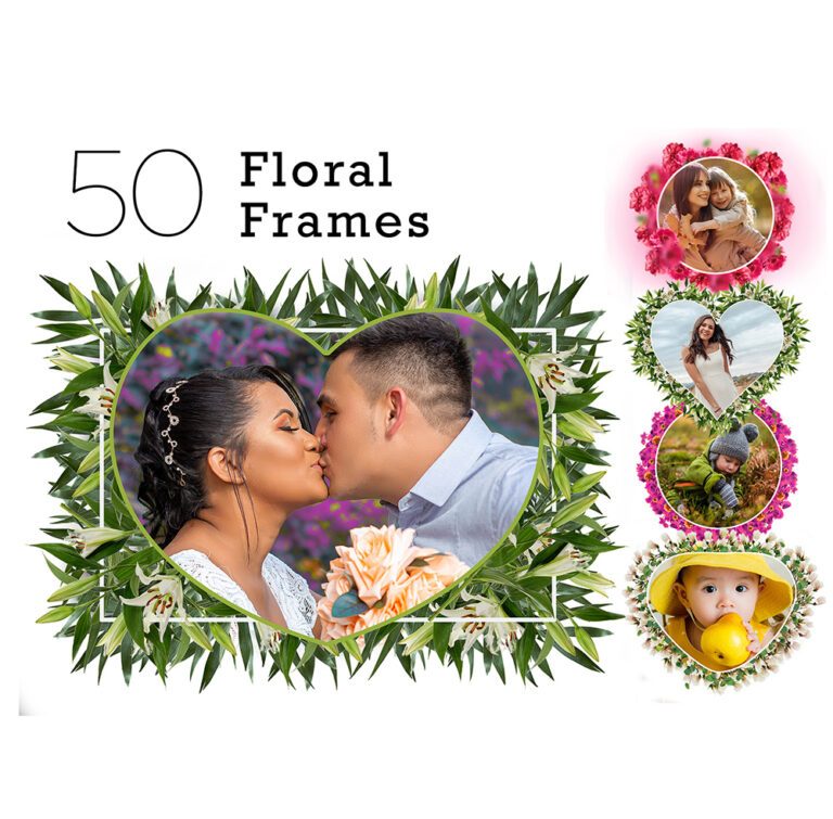 50 Floral Frame Overlays | Flower Overlays | Flower & Leaf backgrounds ...