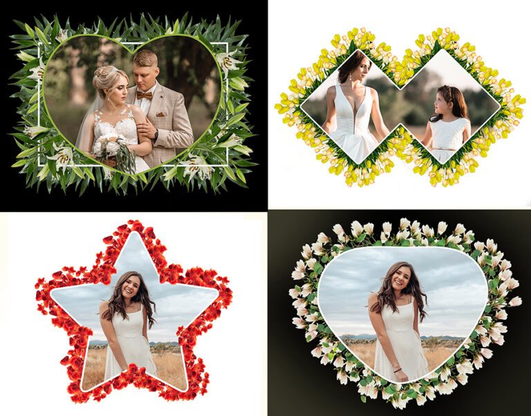 50 Floral Frame Overlays | Flower Overlays | Flower & Leaf backgrounds ...