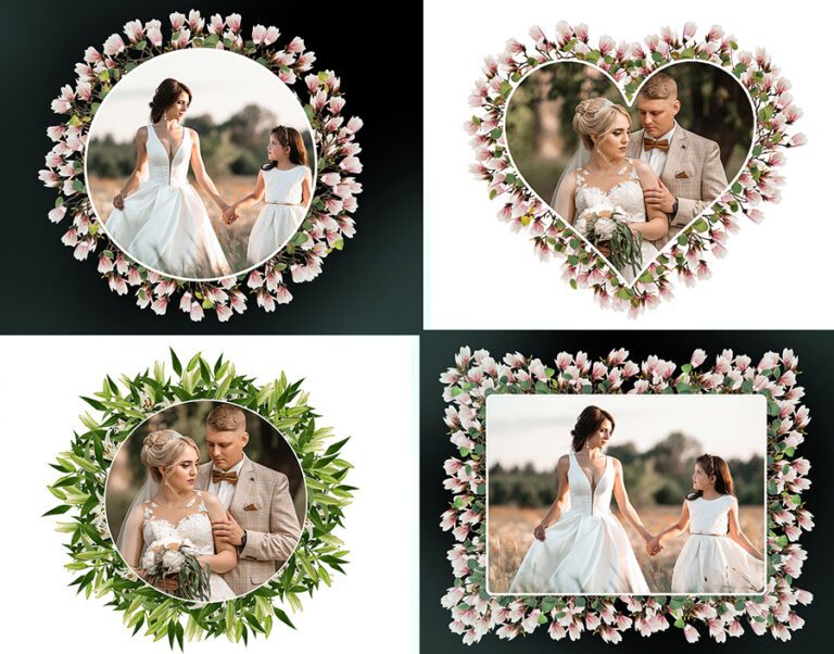50 Floral Frame Overlays | Flower Overlays | Flower & Leaf backgrounds ...