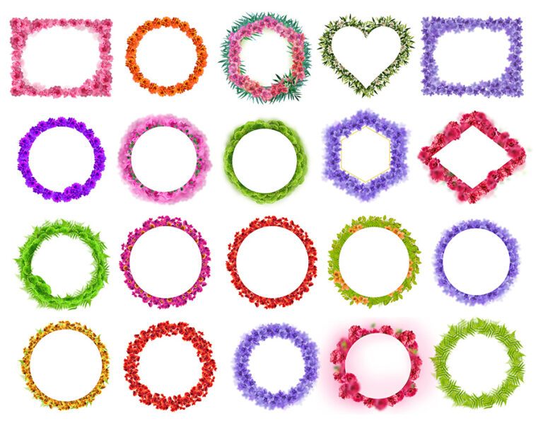 50 Floral Frame Overlays | Flower Overlays | Flower & Leaf backgrounds ...