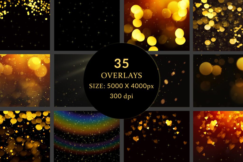 Gold Bokeh Photoshop Overlays Beautiful Golden Star Photoshop Overlays ...