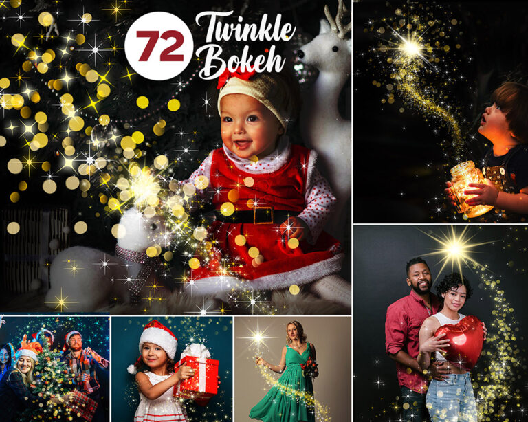 72 Twinkle Bokeh Christmas Photoshop Overlays | Gogivo