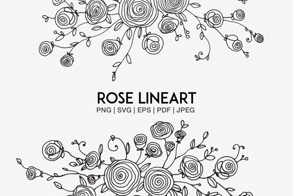 Free Rose Line Drawing Clipart | Gogivo