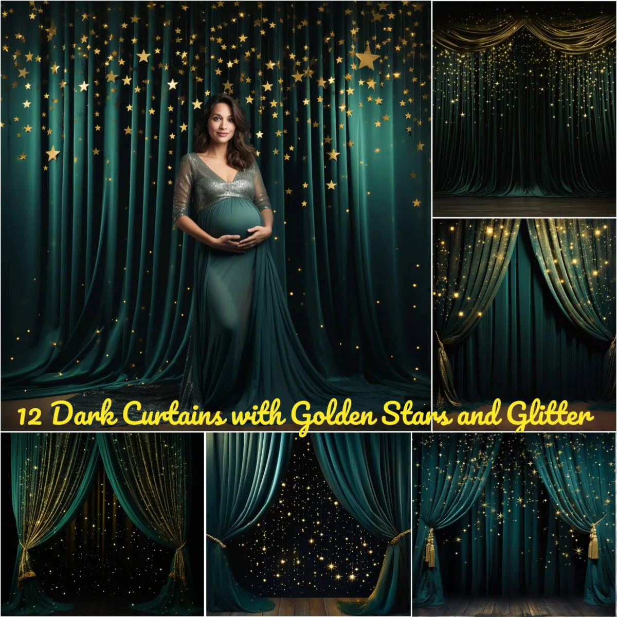 Maternity Digital backdrop Glitter curtain backdrop photo overlays | Gogivo