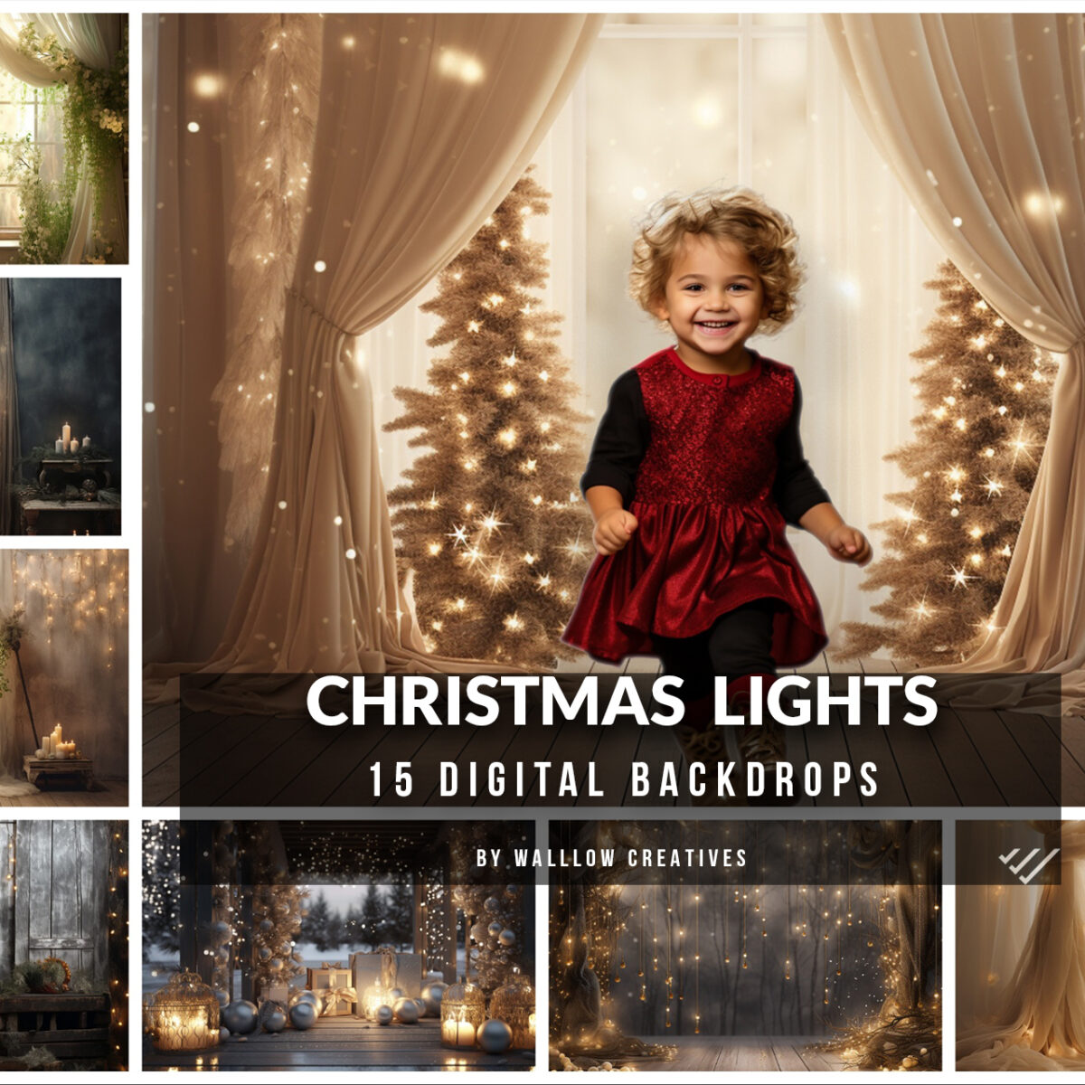 Christmas lights digital backdrops | Gogivo