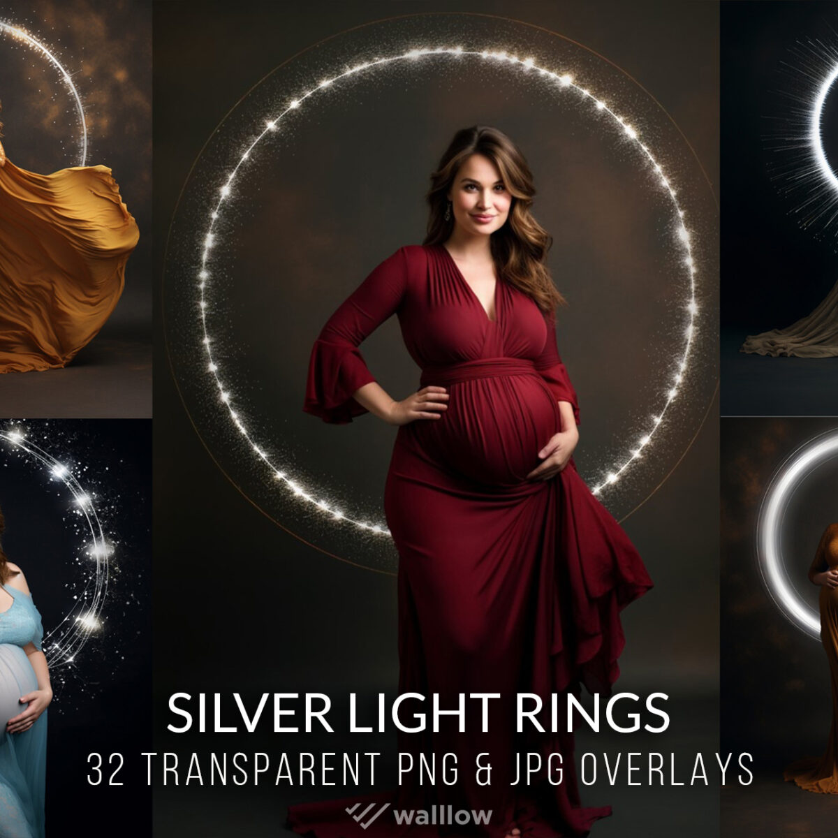 32 Maternity Silver Ring Light PNG overlays | Gogivo