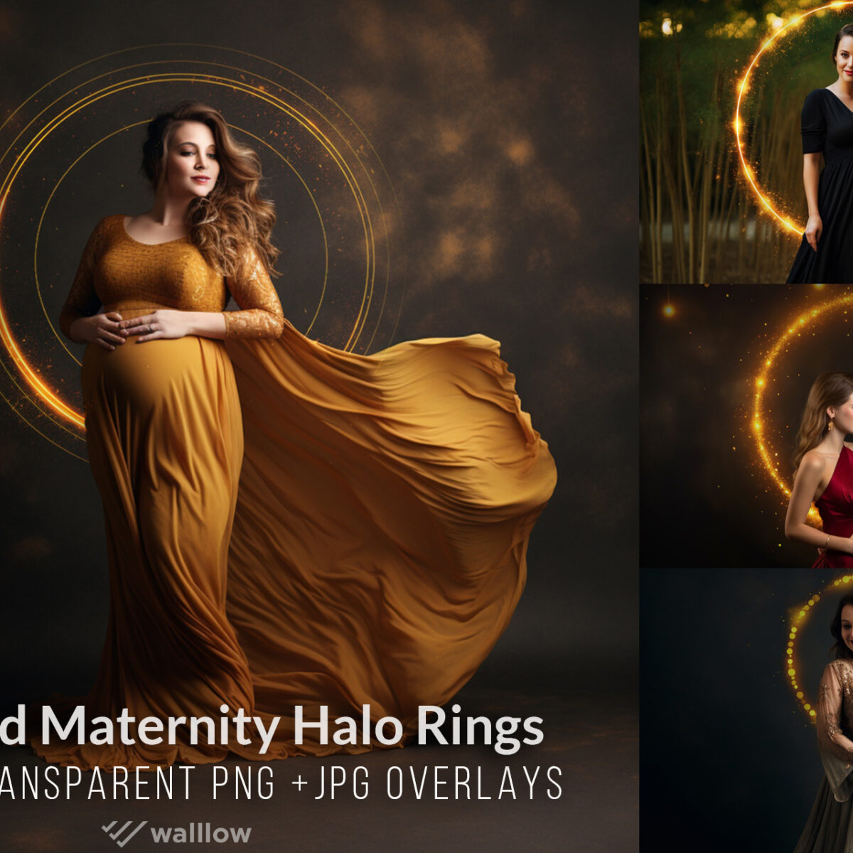 35 Golden ring halo light frame PNG overlays | Gogivo