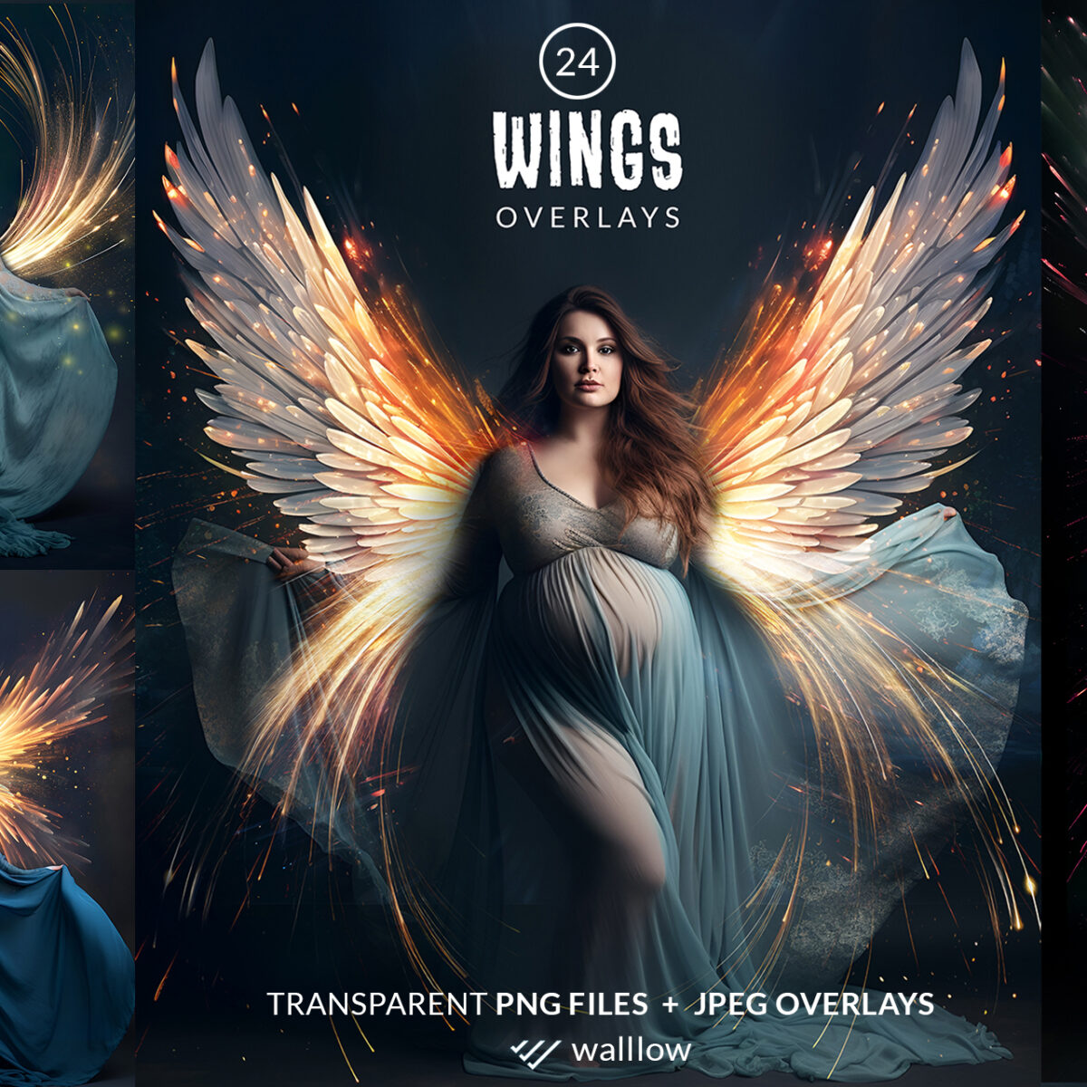 Glowing Angel wings PNG overlays | Gogivo