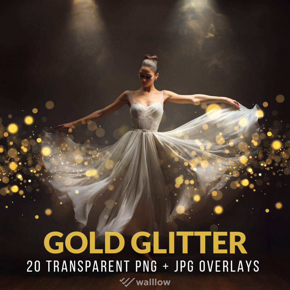 20 Golden Glitter transparent PNG overlays | Gogivo