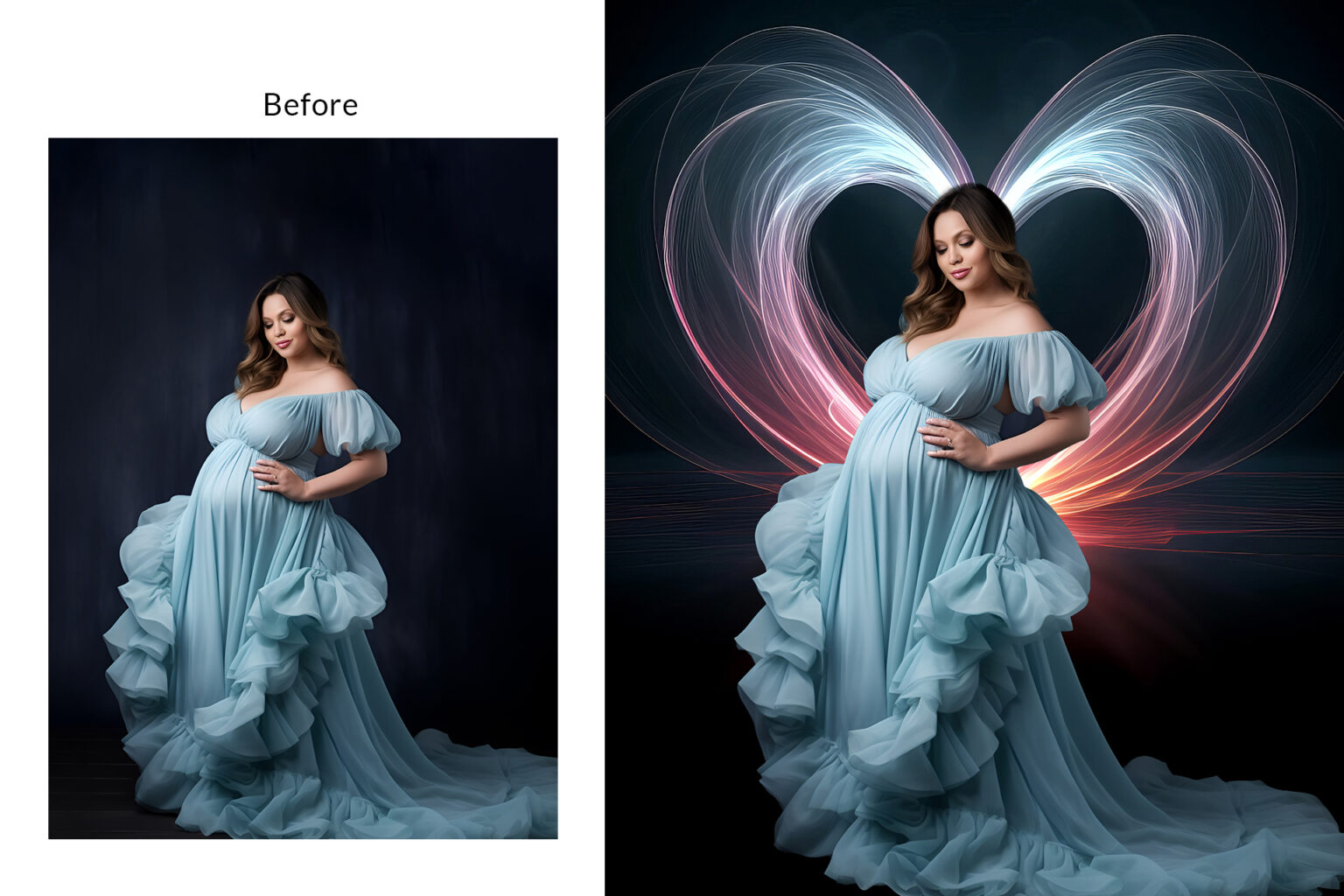7 Glowing Heart Maternity digital backdrop PNG overlays | Gogivo