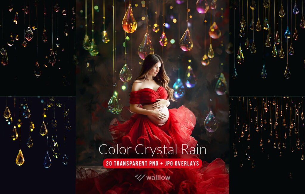 Colorful Crystals Digital Backdrop overlays Transparent PNG | Gogivo
