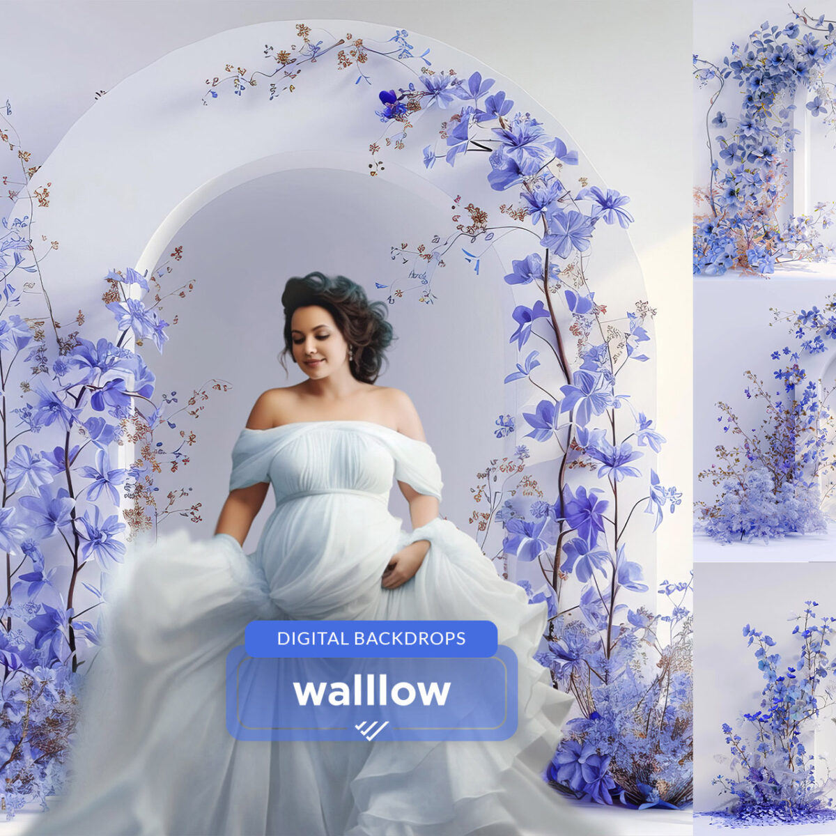 20 Blue floral arch digital studio backdrops | Gogivo