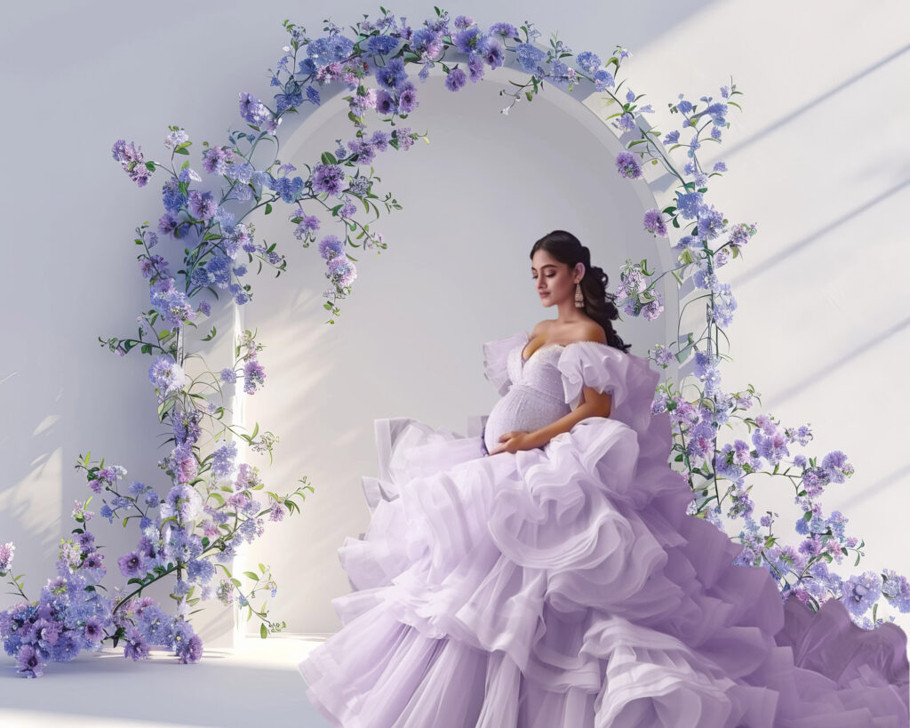 Violet Floral arch digital studio backdrop overlays | Gogivo