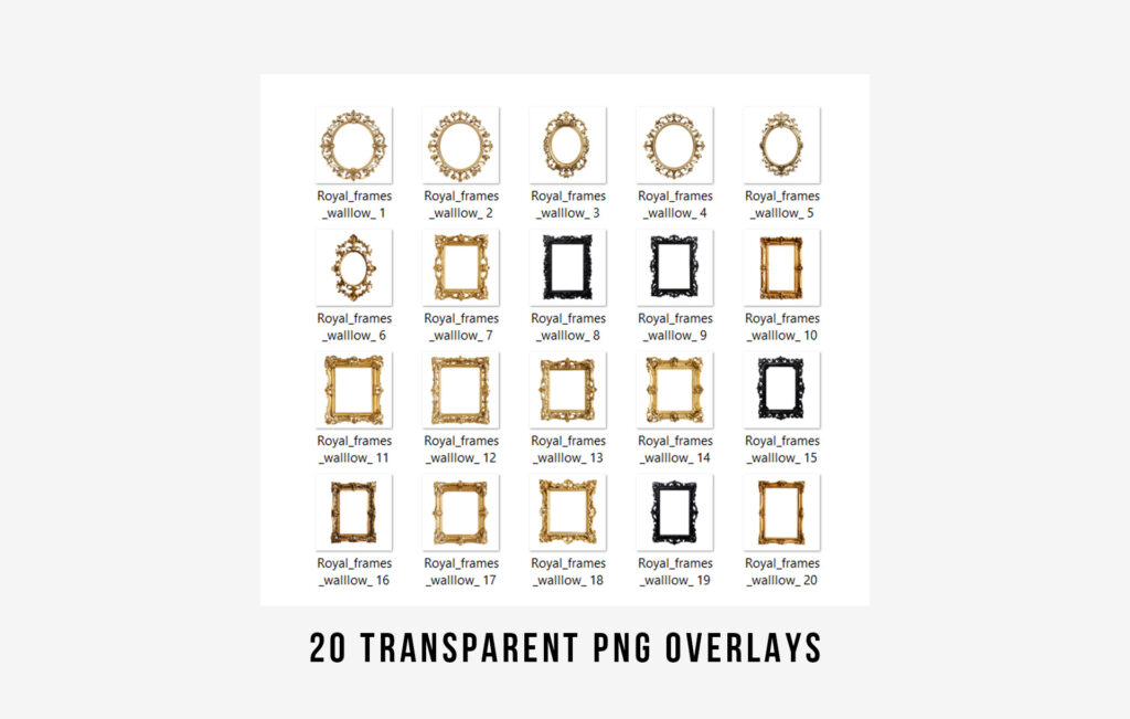 20 Royal Frames Transparent PNG overlays | Gogivo