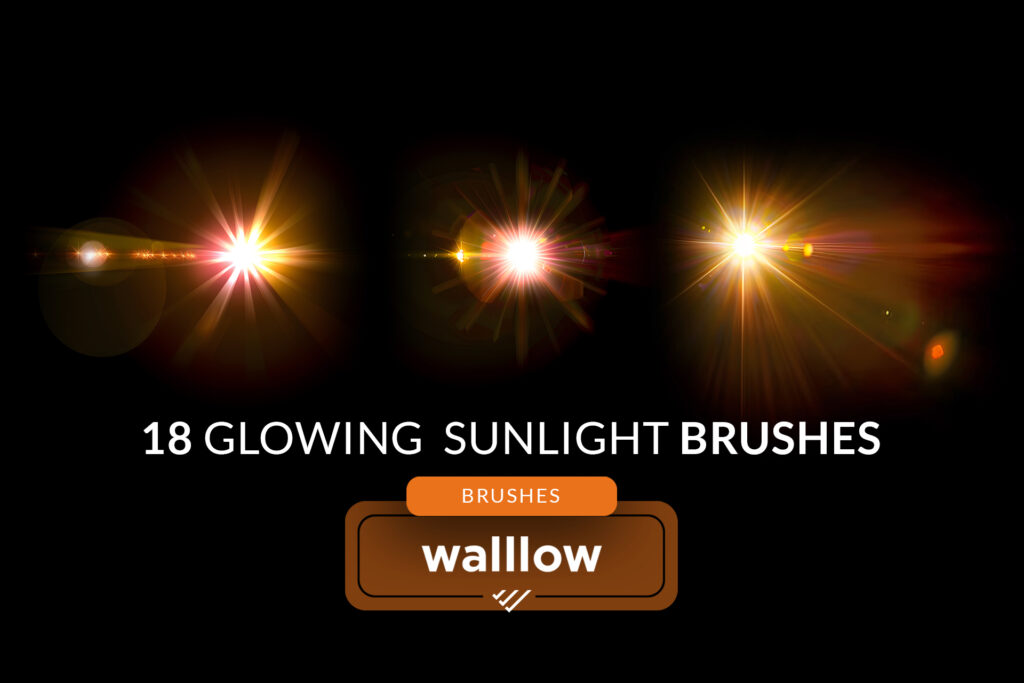 Realistic sunlight photoshop brushes: Light flare digital brushes | Gogivo