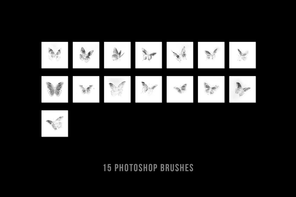 Flying butterfly photoshop brush set : 15 digital butterfly brushes ...