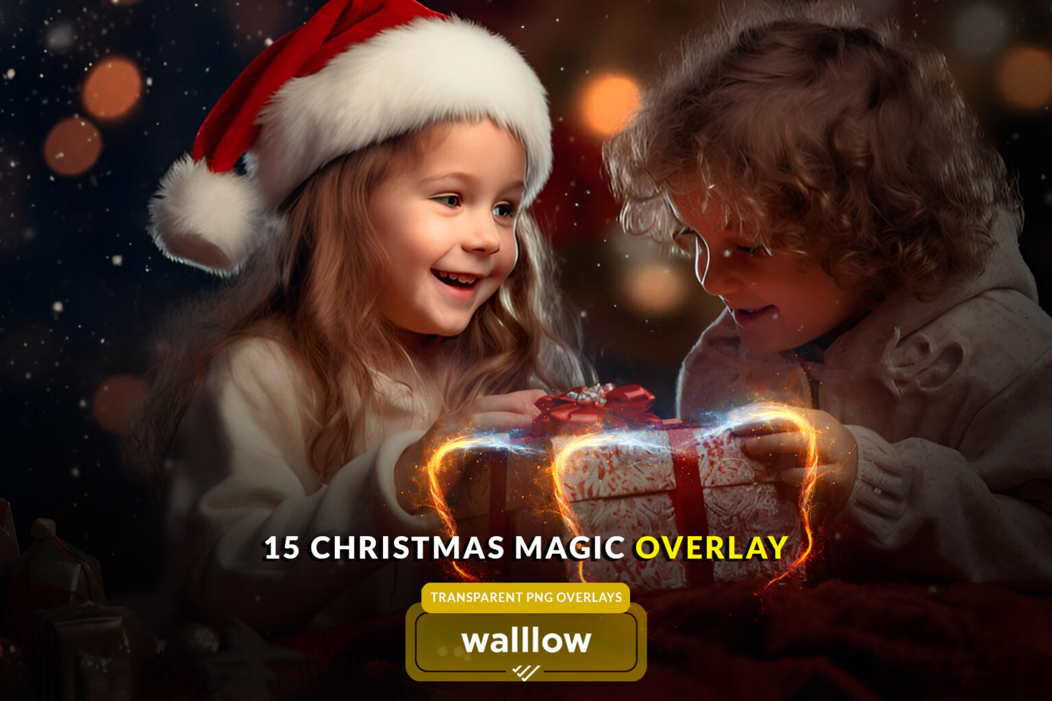 Magic light Christmas overlays : 15 Transparent PNG overlay set | Gogivo