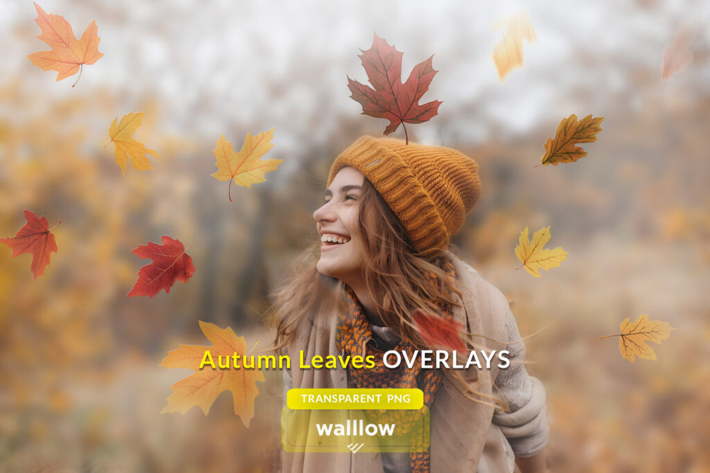 Fall Leaves Overlays, Autumn PNG Leaf Photography Overlay Set | Gogivo