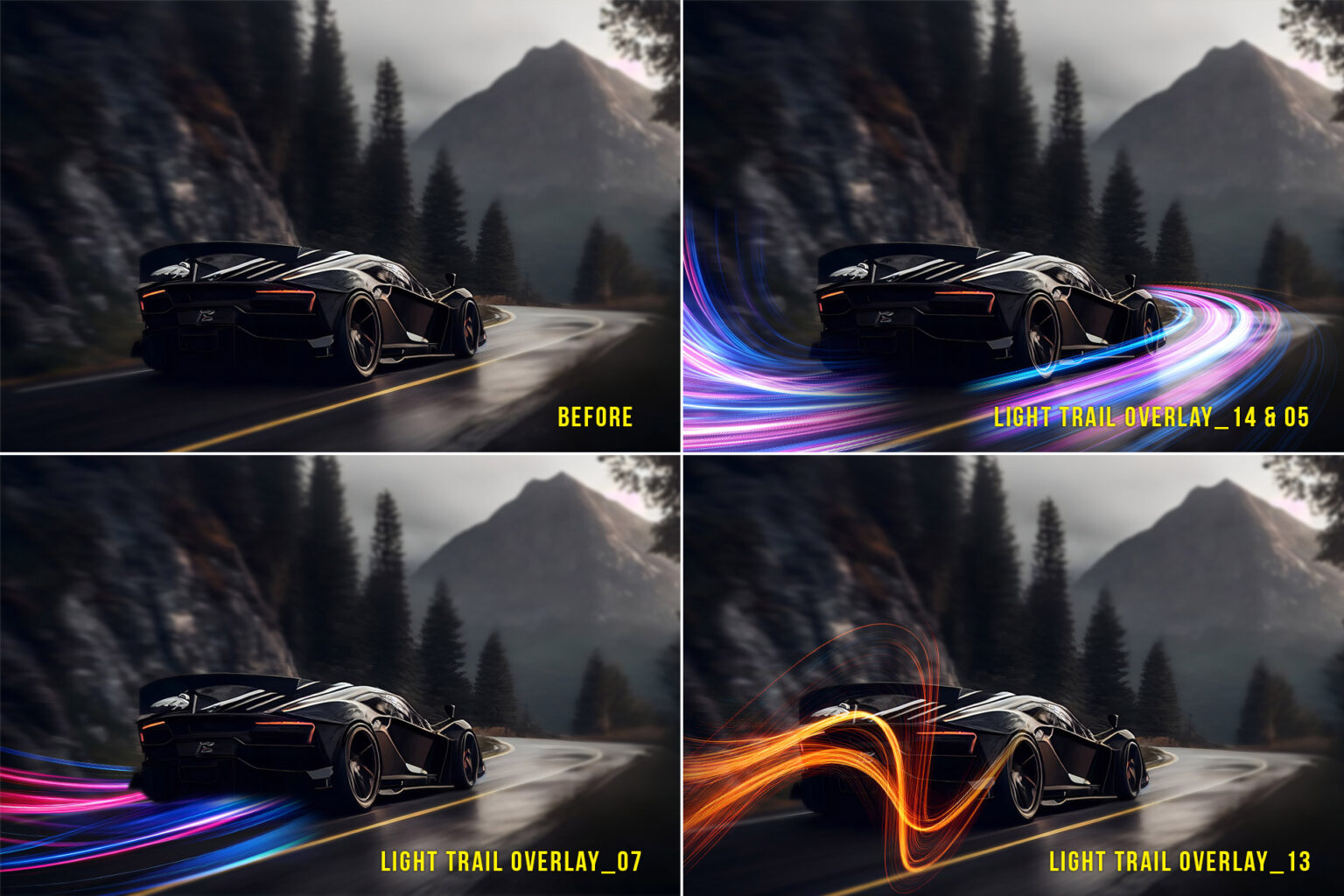 Light Trails Transparent PNG Overlays | Photoshop Light Trails Effects ...