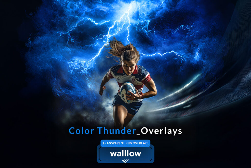 Colorful Thunder Lightning PNG Overlays for sports & fantasy edit