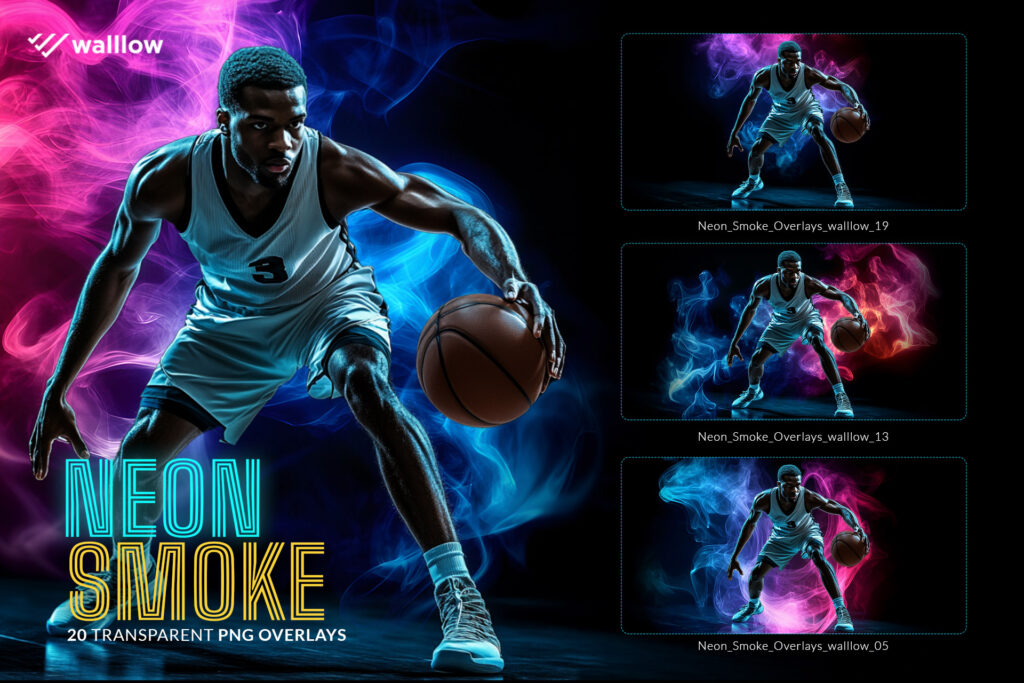 Neon Smoke Overlay PNG – Vibrant Transparent Smoke Effect | Gogivo